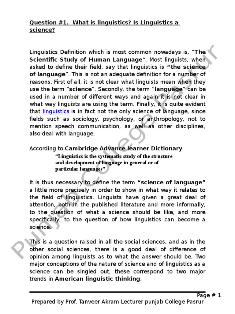 1 What Is Linguistics | PDF | Linguistics | Social Science