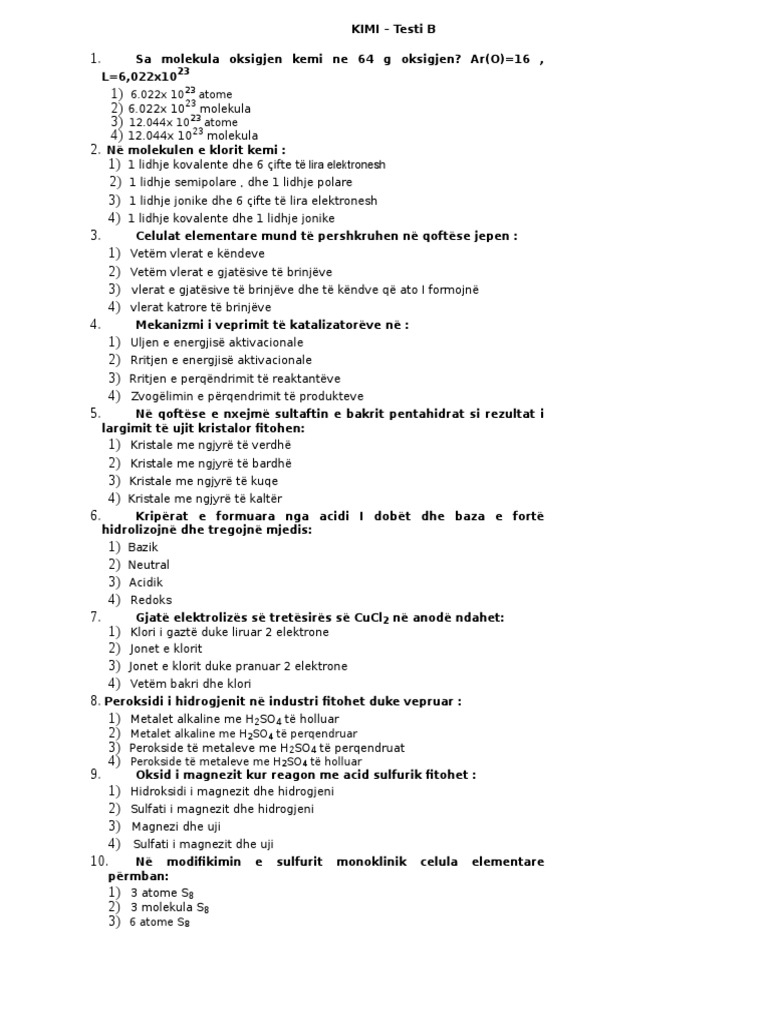 Testi KIMI Ne Mjeksi 2012 | PDF