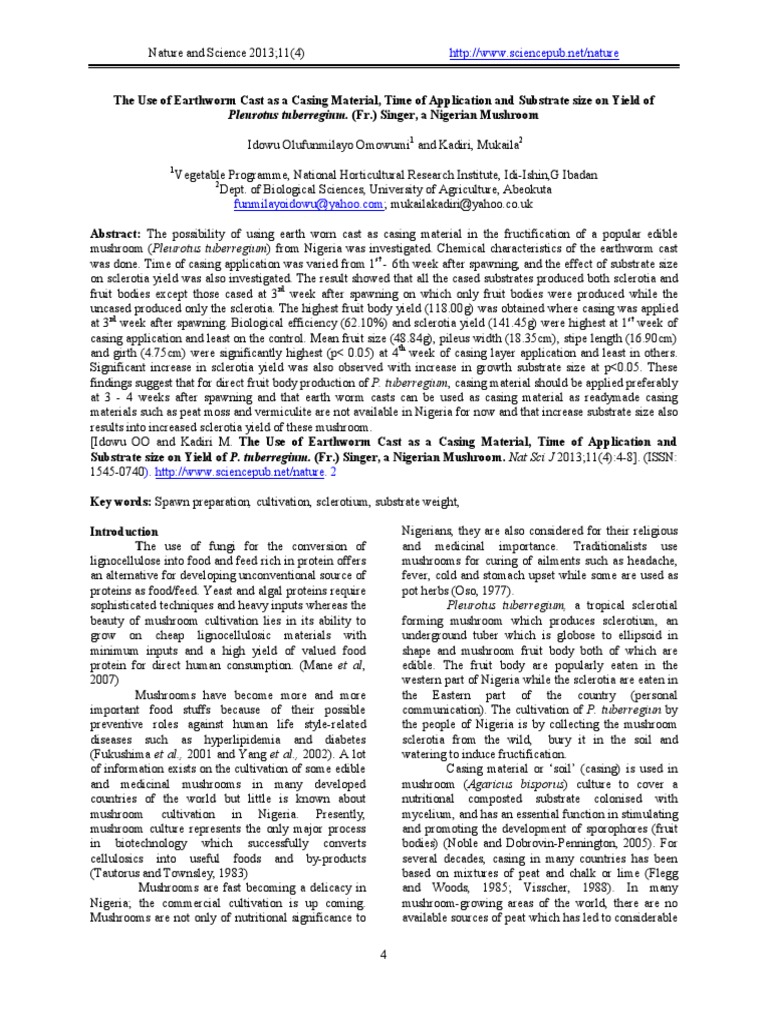 Earthworm Cast Boosts Mushroom Yield | PDF | Mushroom | Edible Mushroom