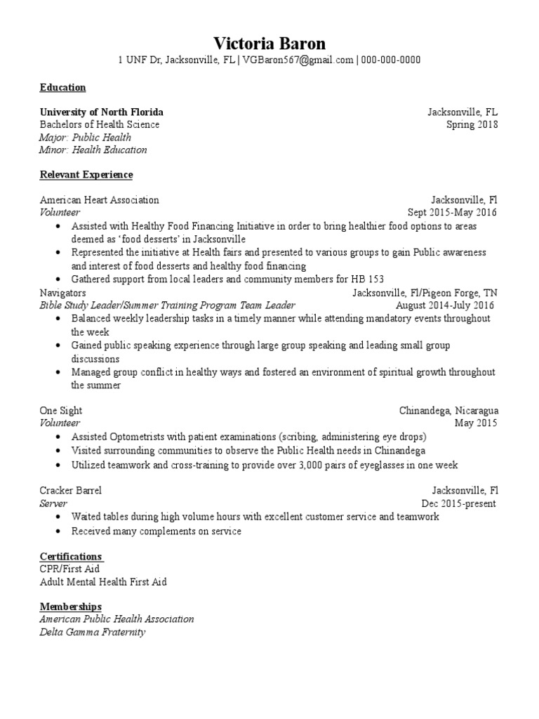 Victoria Baron Resume Foundations | PDF