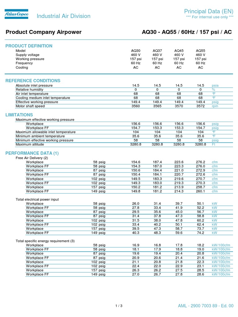 Data Sheet - Air Compressor - Atlas Copco | PDF | Air Conditioning ... Data Sheet - Air Compressor - Atlas Copco | PDF | Air Conditioning ...