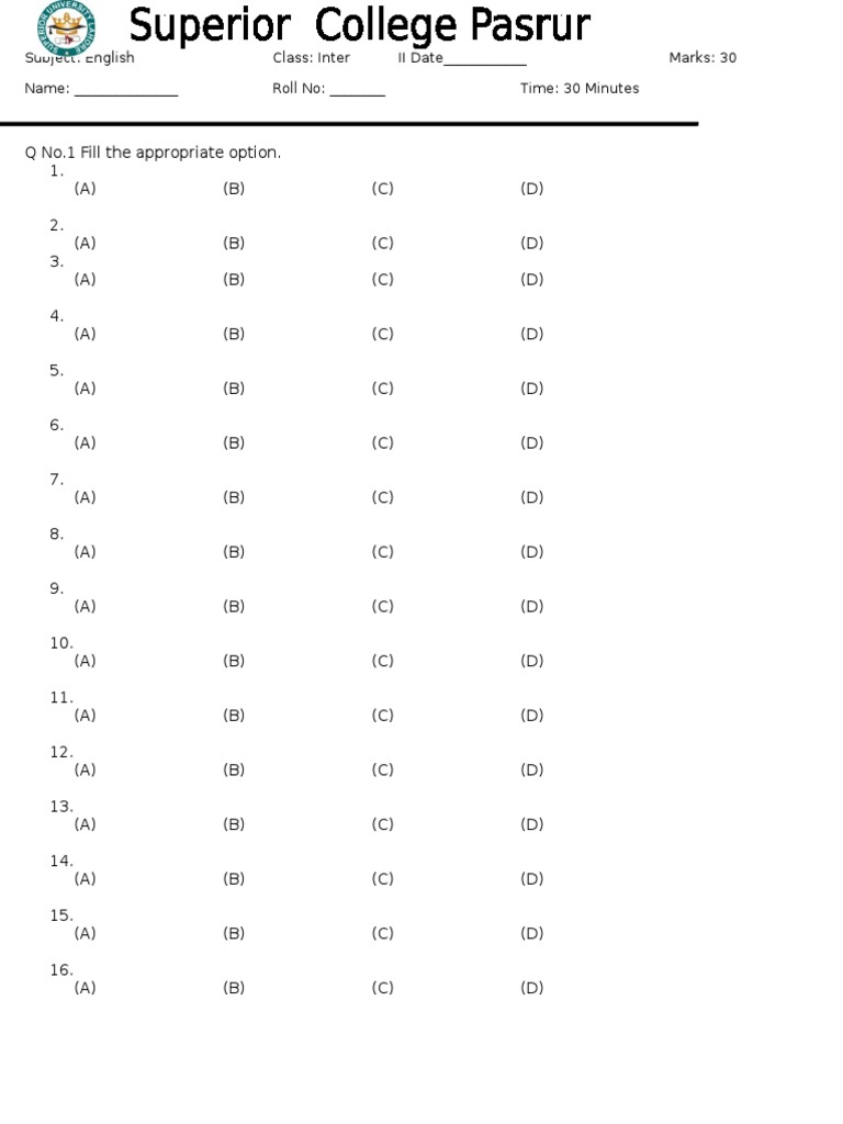 MCQ Pattern | PDF