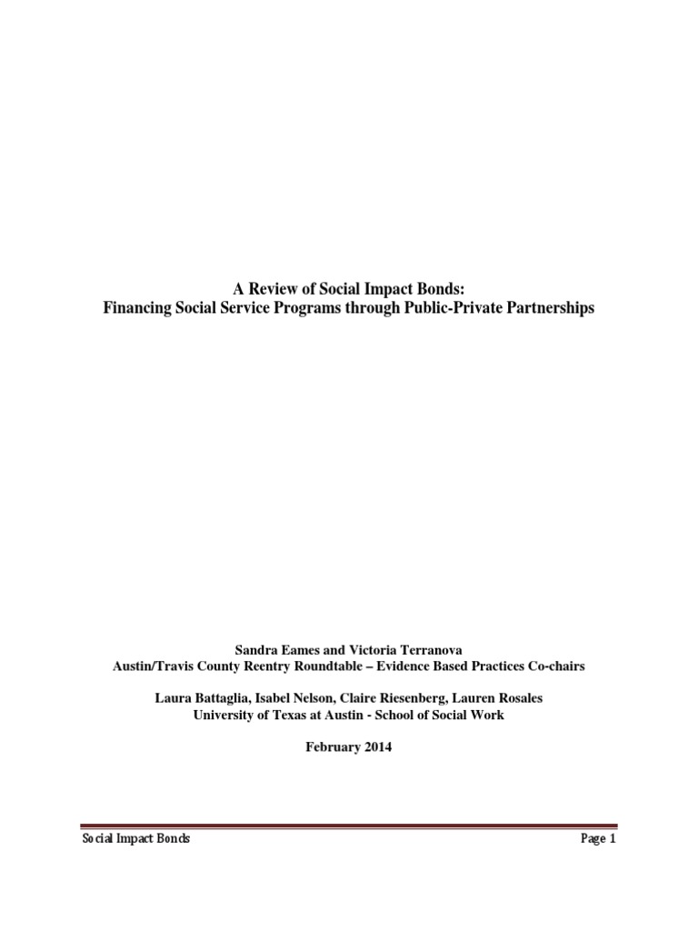 Financing Social Programs through Public-Private Partnerships: An ...