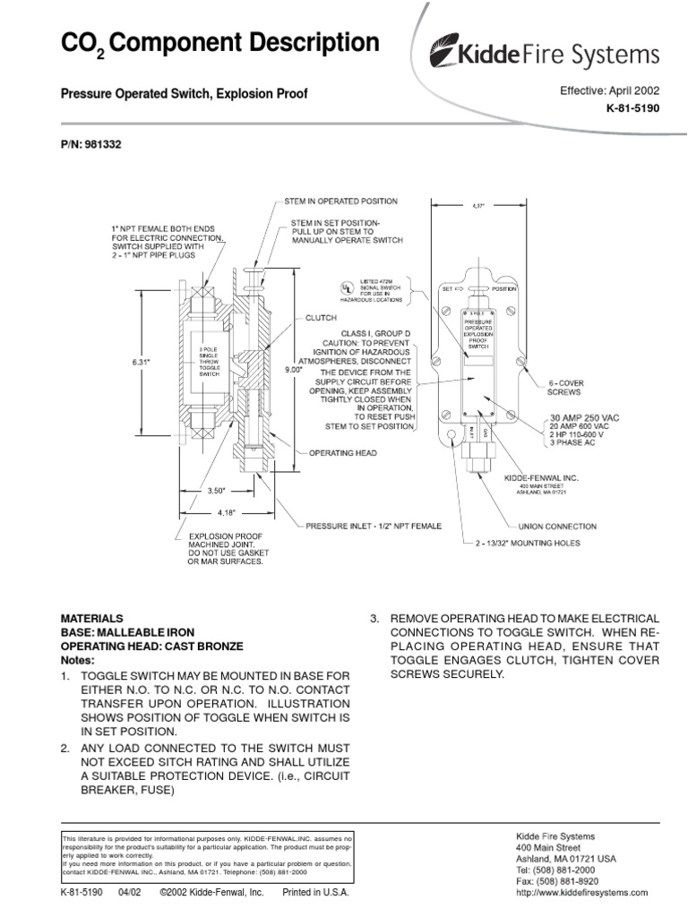 Pressure Operated Switch Explosion Proof | PDF