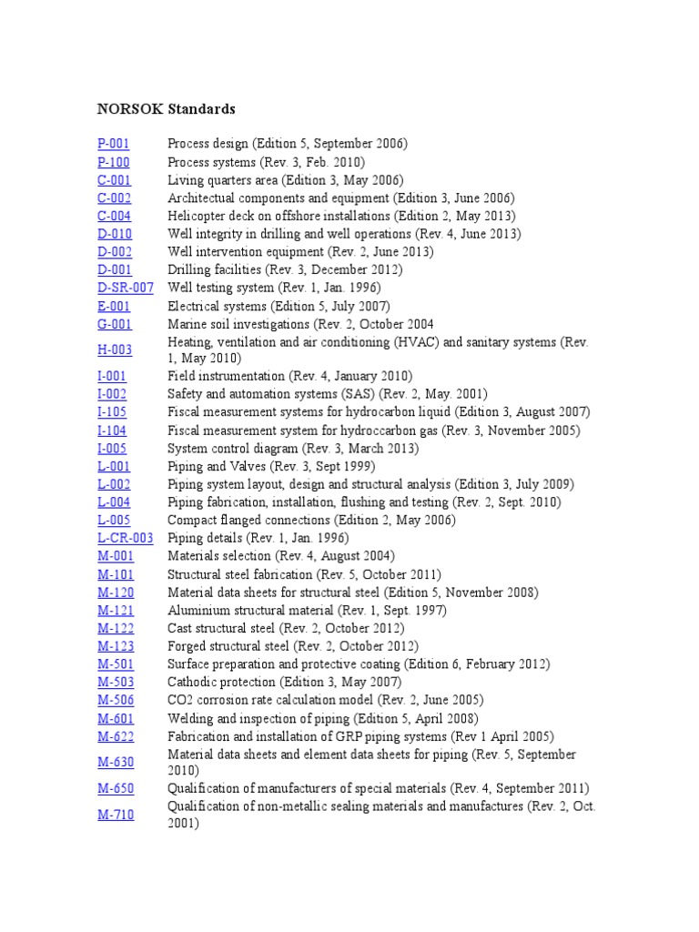 NORSOK Standards | PDF | Subsea (Technology) | Hvac