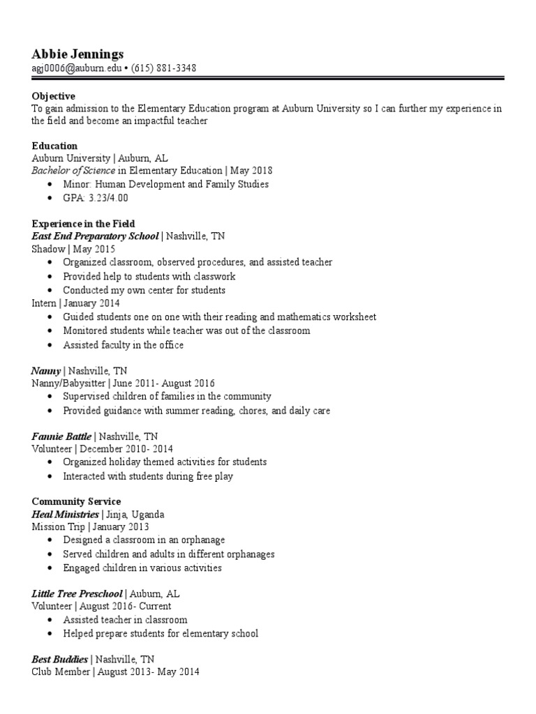 Resume For Eportfolio | PDF