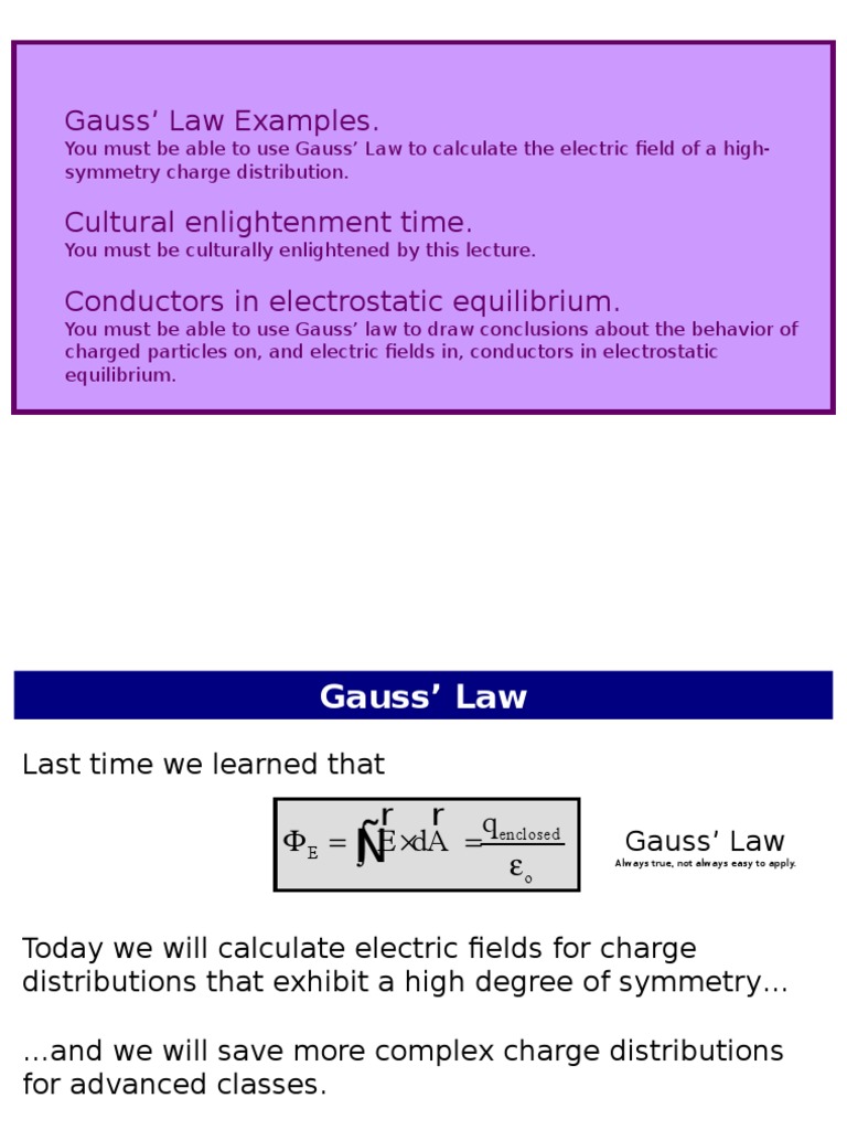 Gauss' Law Examples | PDF | Electrostatics | Electric Field