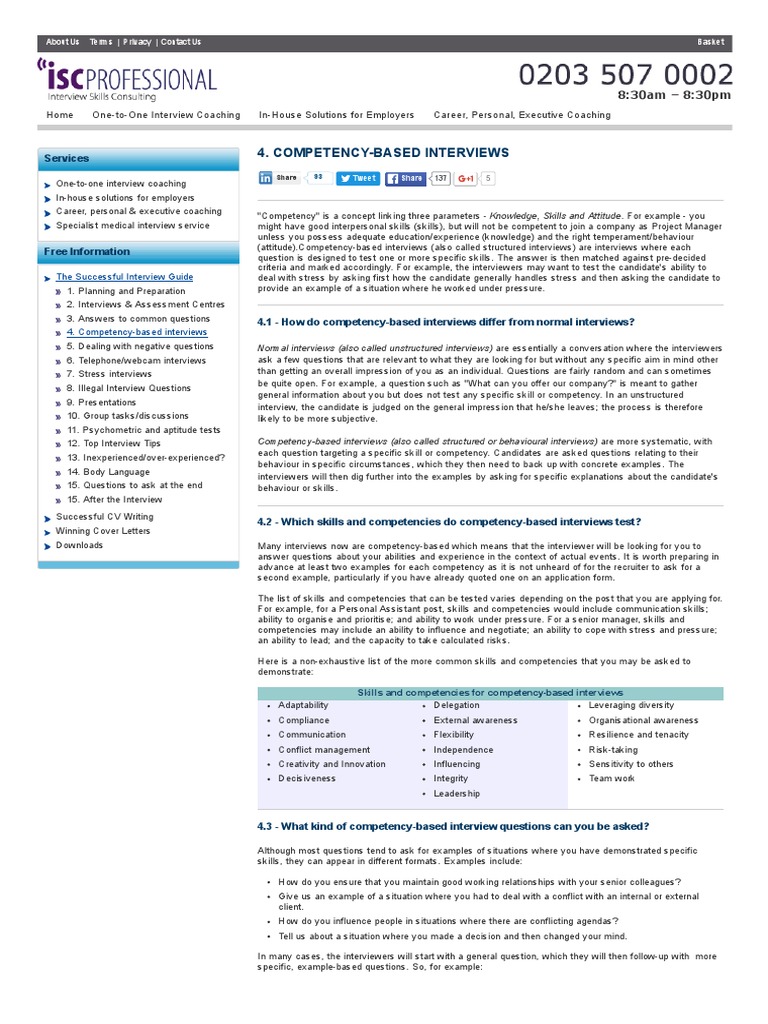 Note - IsC Professional - Interview Guide - Competency-Based Interviews ...