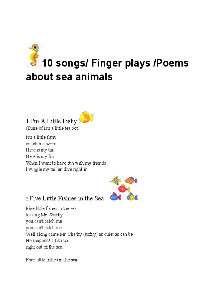 Sea Animal Songs and Poems | PDF | Nature