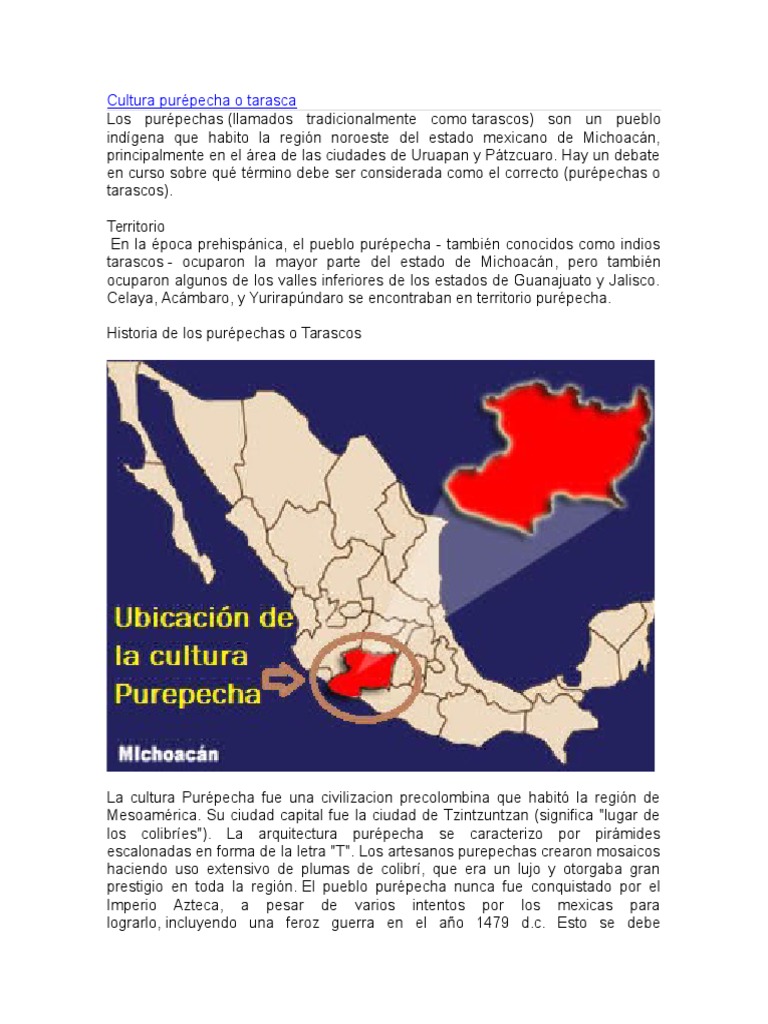 Cultura Purépecha o Tarasca | Mesoamérica | Cultura (general)