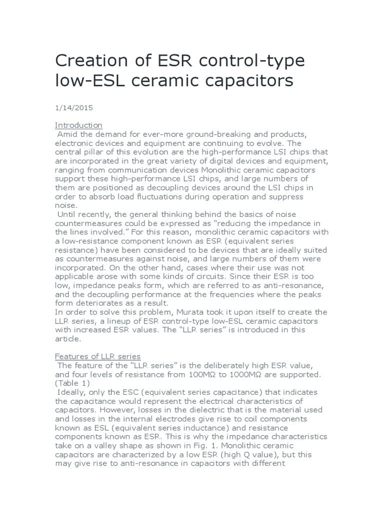 Creation of ESR Control | PDF | Capacitor | Integrated Circuit