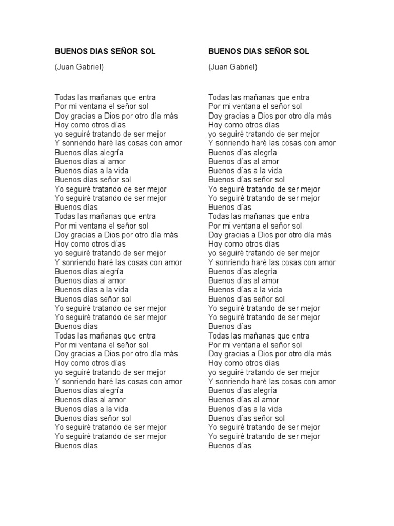 Buenos Dias Señor Sol