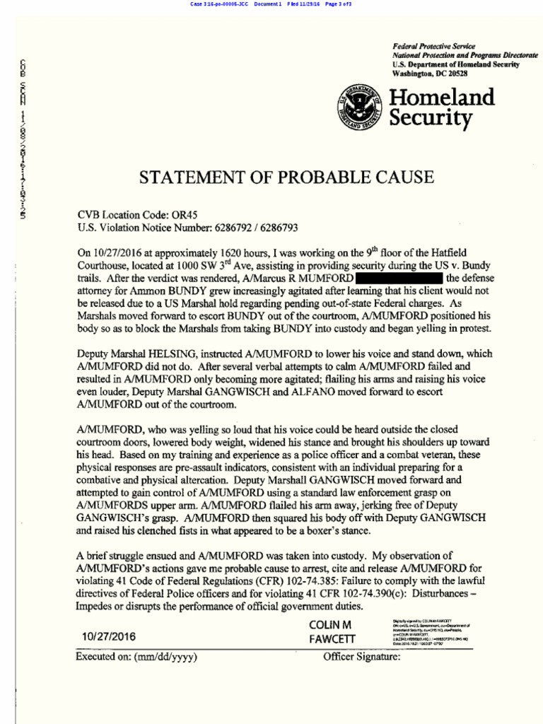 Marshals Mumford Probable Cause | PDF | United States Marshals Service ...
