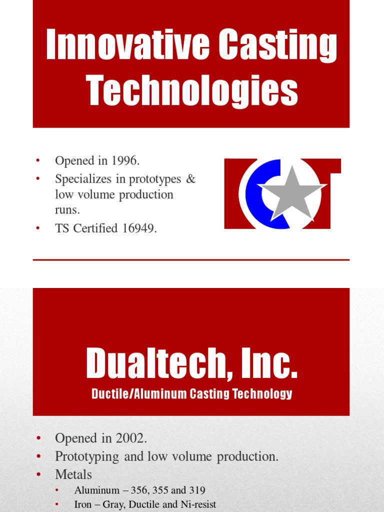 Innovative Casting Technologies & Dualtech Casting Processes | PDF | Casting (Metalworking ...