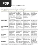 Newspaper Front Page Rubric | PDF | Newspapers | Proofreading