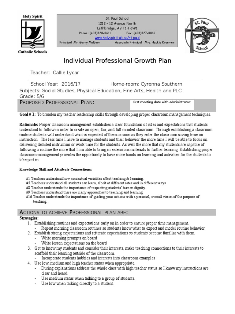 Individual Professional Growth Plan | PDF | Educational Assessment ...