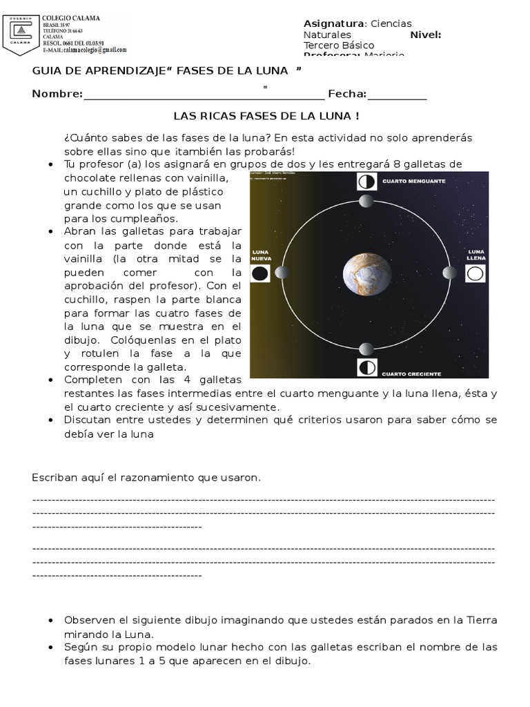 Fases de la Luna para Tercer Grado | PDF | Luna | Satélites de masa ...
