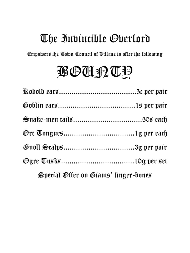 The Invincible Overlord: Bounty | PDF