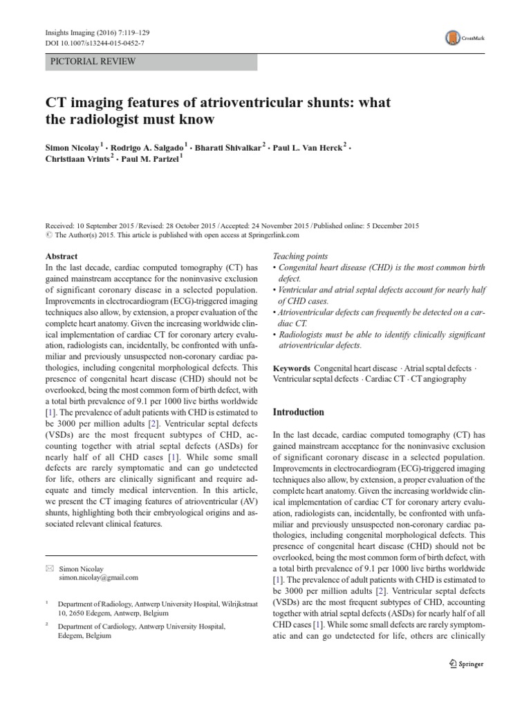 CT Imaging Features of Atrioventricular Shunts: What The Radiologist ...