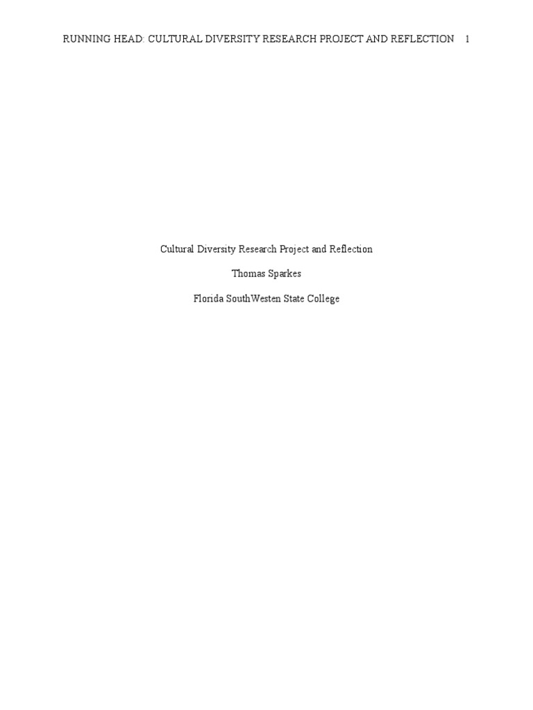 Cultural Diversity Research Project and Reflection | PDF ...