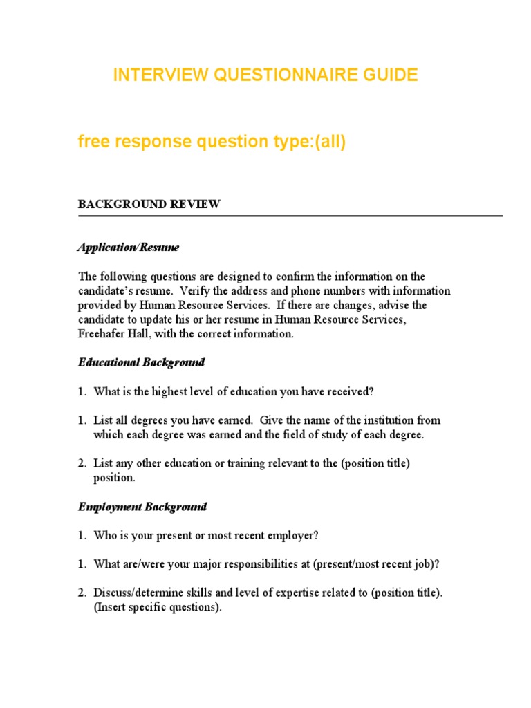Interview Questionnaire Guide | PDF | Motivation | Motivational