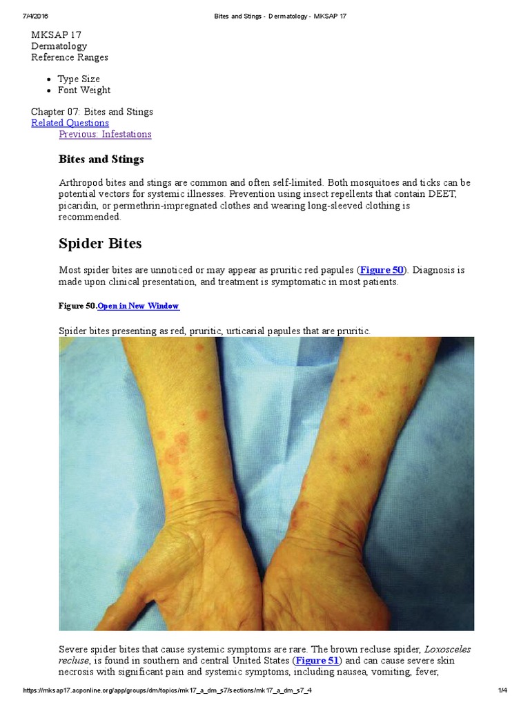 Dermatology Guide: Bites and Stings | PDF | Medical Specialties ...