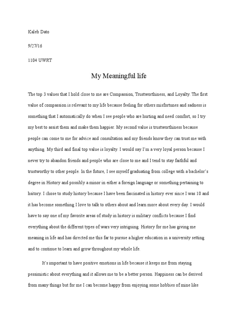 My Meaningful Life Revised Final | PDF | Leadership | Meaning Of Life