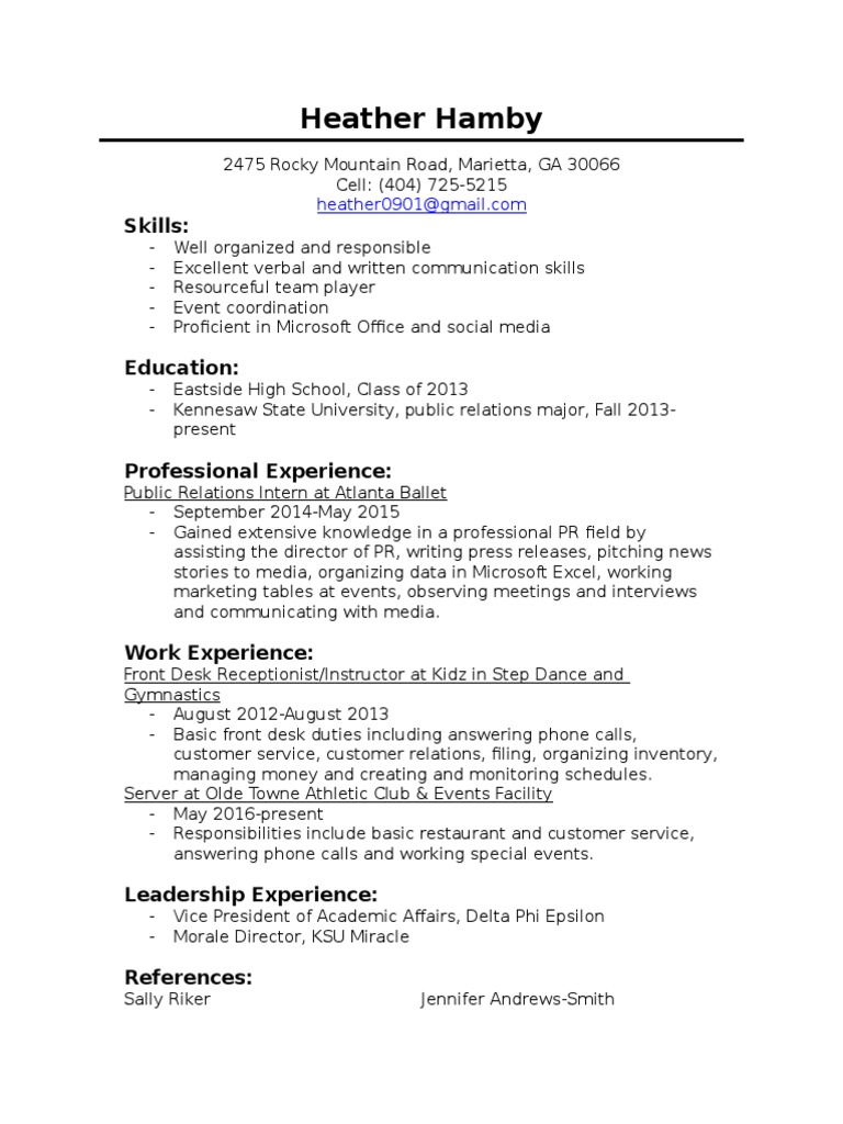 Heather Hamby: Skills | PDF
