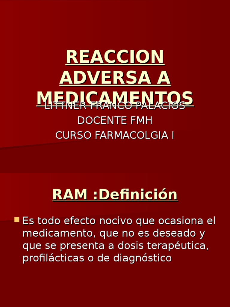 Reaccion Adversa A Medicamentos | PDF | Medicamentos con receta | Sistema inmune