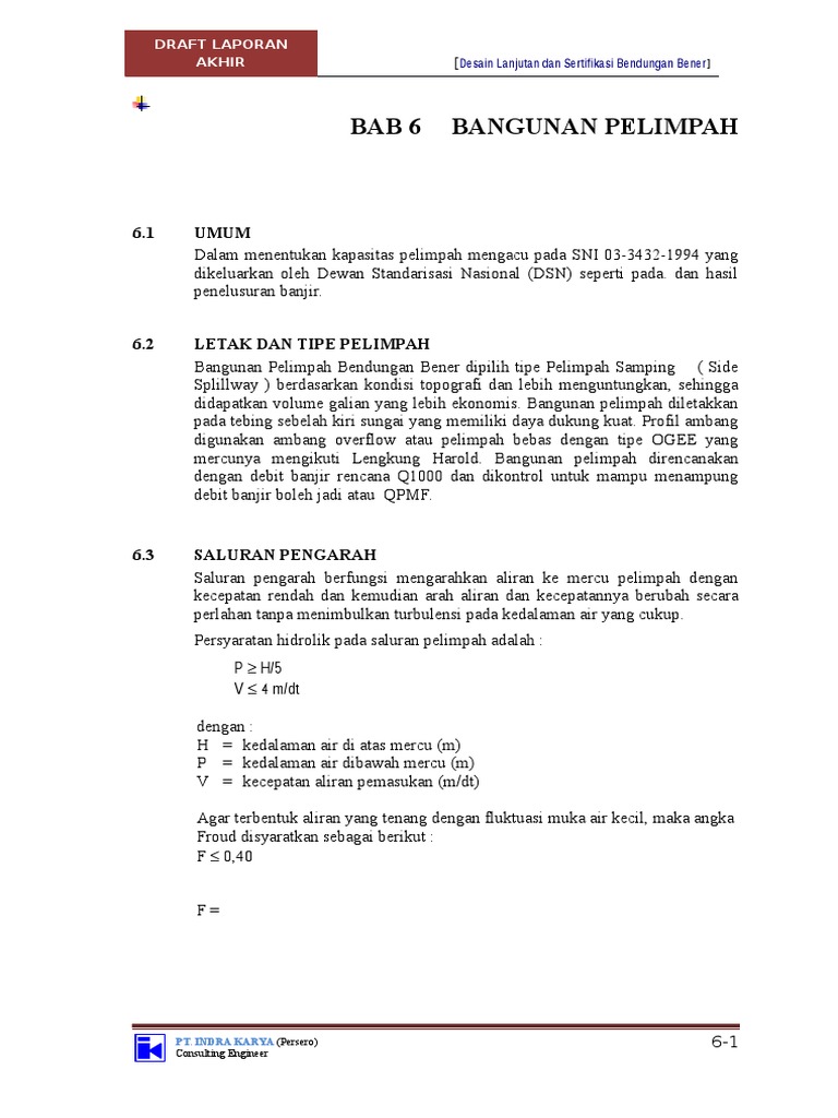 Bangunan Pelimpah Bendungan Bener | PDF
