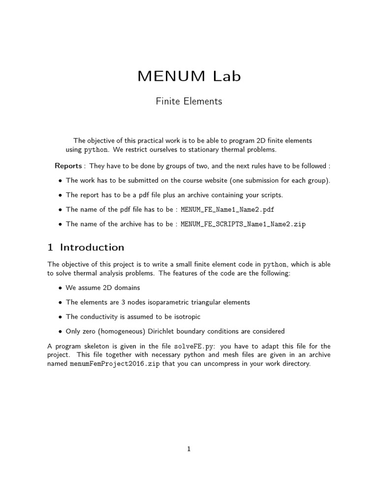 Python 2D Finite Element Programming Guide | PDF | Boundary Value ...