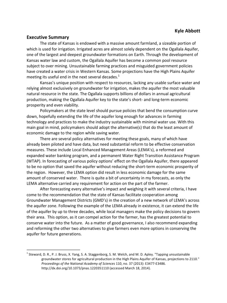 Writing Sample (OAPA) | PDF | Water Resources | Aquifer