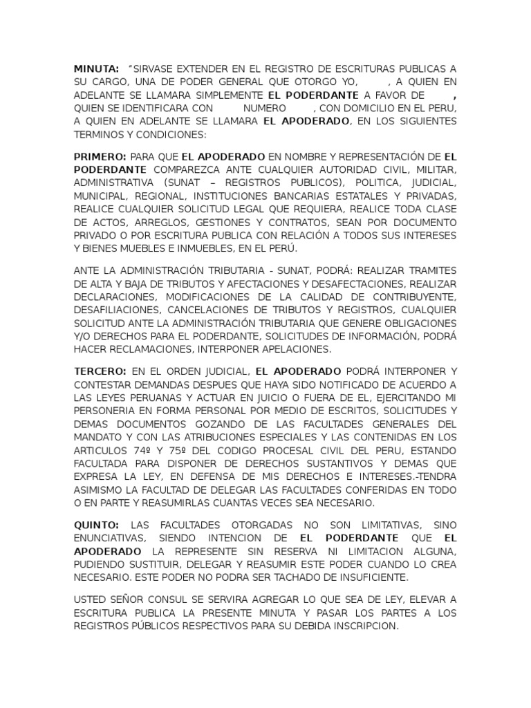 Poder General para Representación Legal | PDF