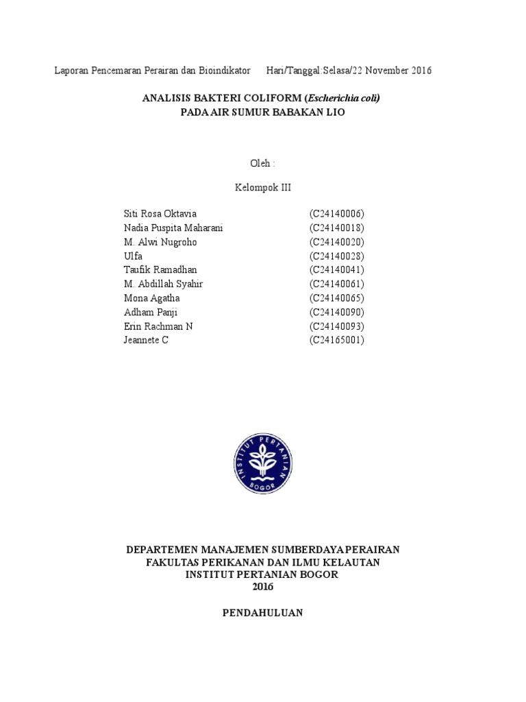 Laporan Pencemaran Perairan Dan Bioindikator | PDF