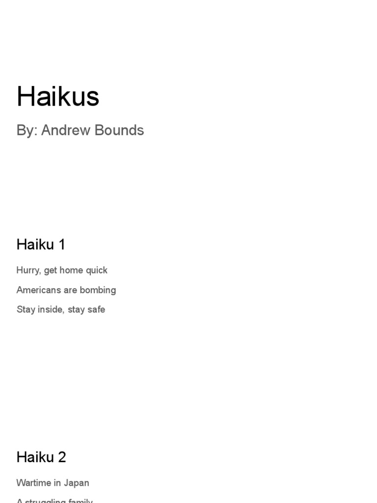 Haikus on Wartime Japan | PDF