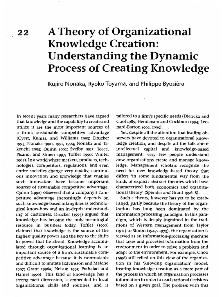 A Theory of Organizational Knowledge Creation | PDF