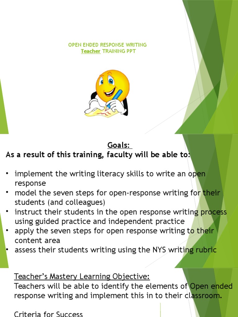Open Response Writing Training Guide | PDF | Paragraph | Teachers