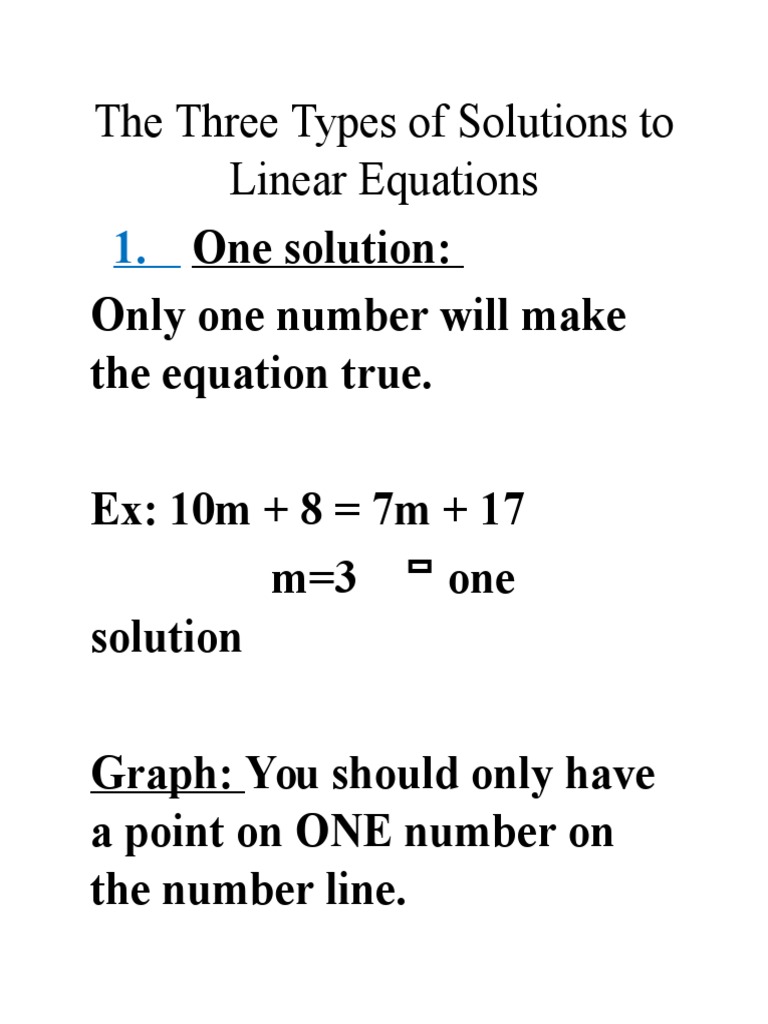 The Three Types of Solutions To Linear Equations Sept 29 | PDF