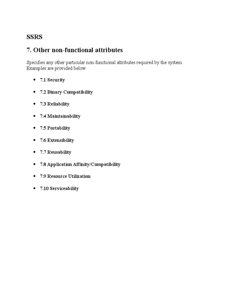 Ssrs 7. Other Non-Functional Attributes | PDF
