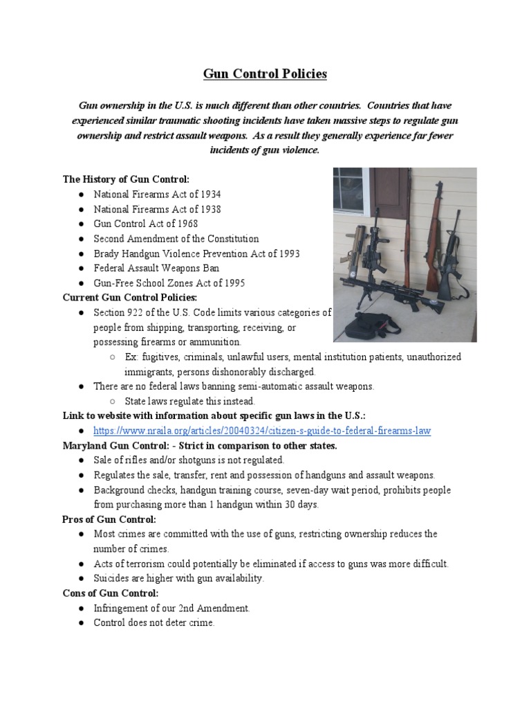 Overview of U.S. Gun Control Policies | PDF