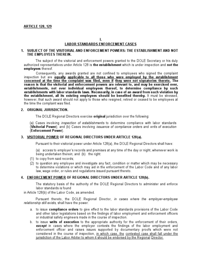 Article 128 | PDF | International Labor Standards | Labour Law
