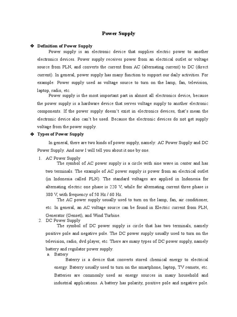 Power Supply | PDF | Power Supply | Direct Current