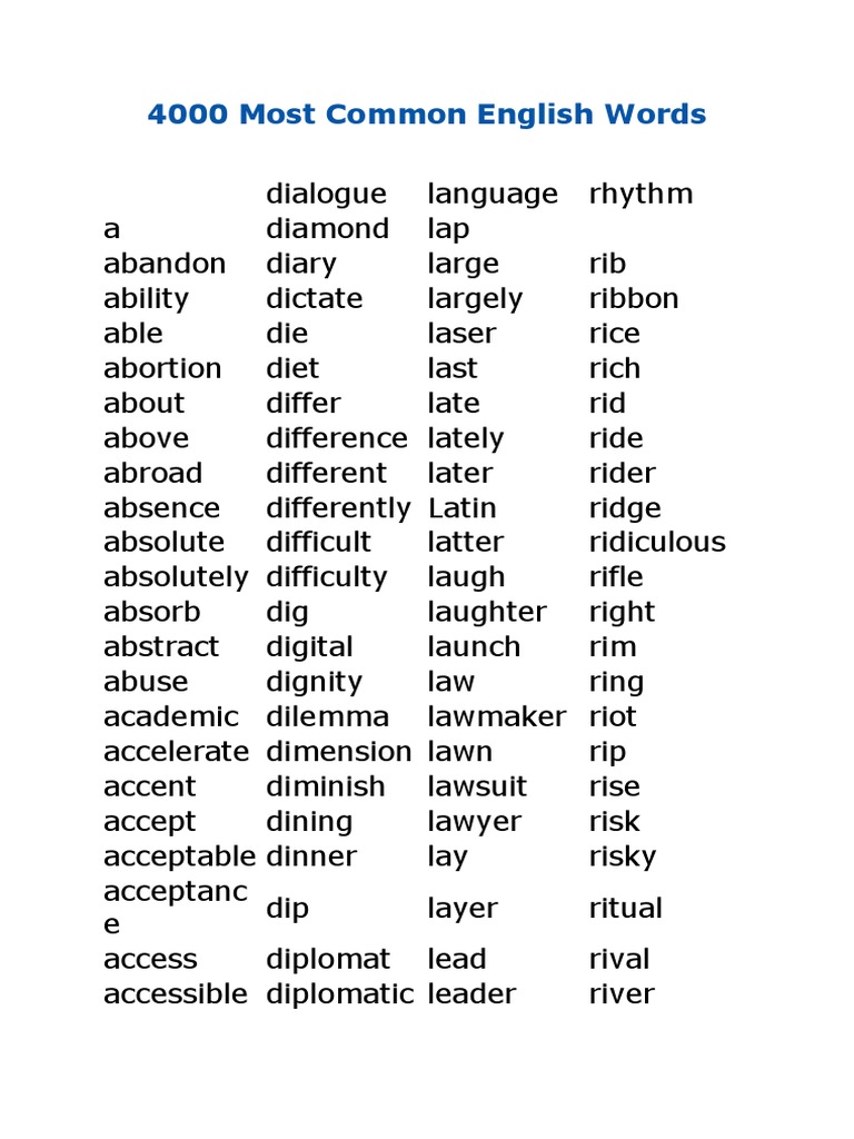 4000 Most Common English Words | PDF | Crime Thriller