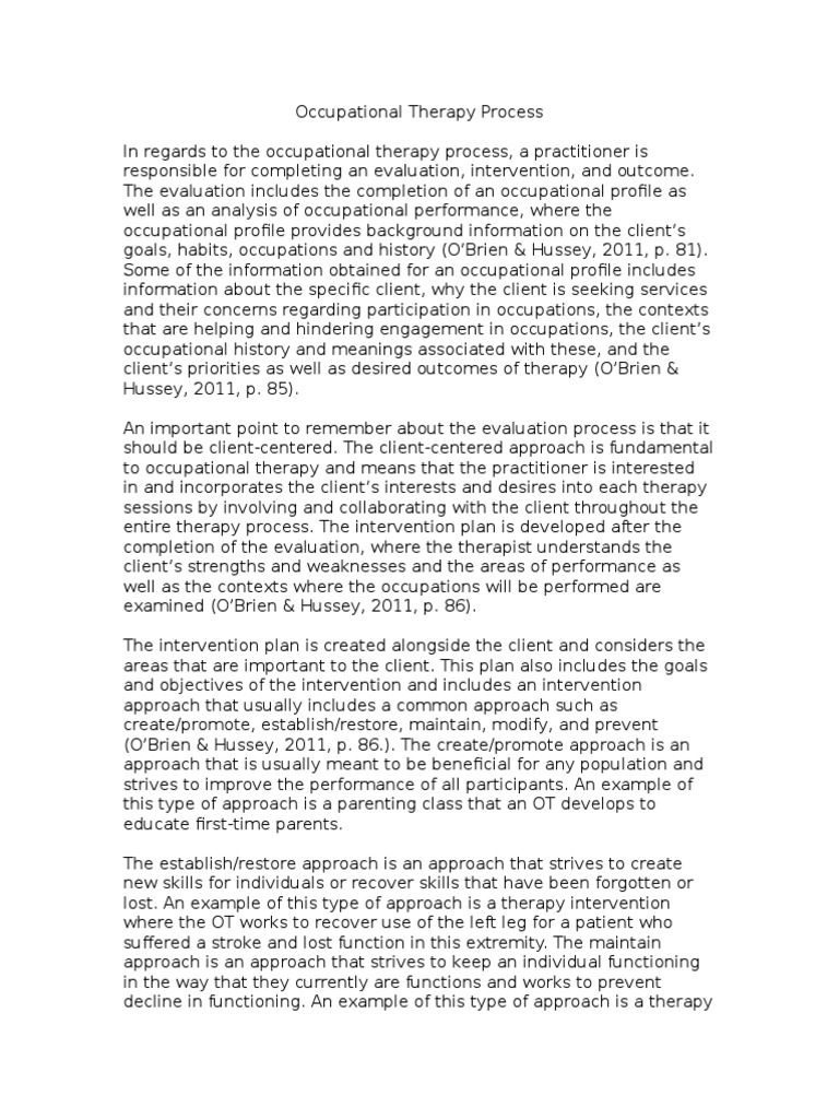 Occupational Therapy Process | PDF | Occupational Therapy | Psychotherapy