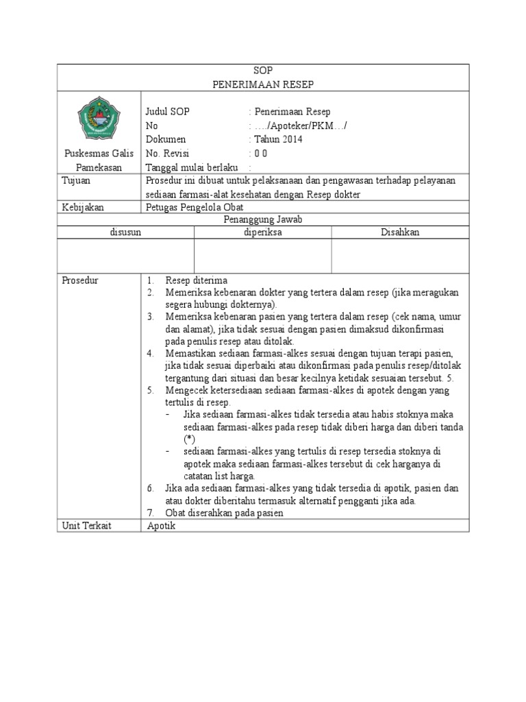 SOP Apotik Pak Joko | PDF