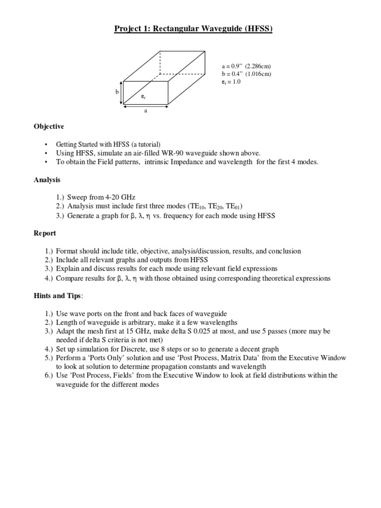 Rectangular Waveguide Design Using HFSS | PDF