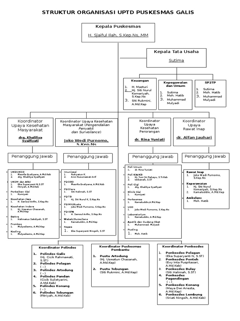 Struktur Organisasi Puskesmas Rawat Inap | PDF