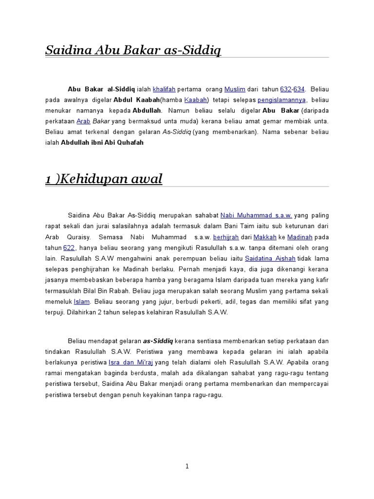 Saidina Abu Bakar As | PDF