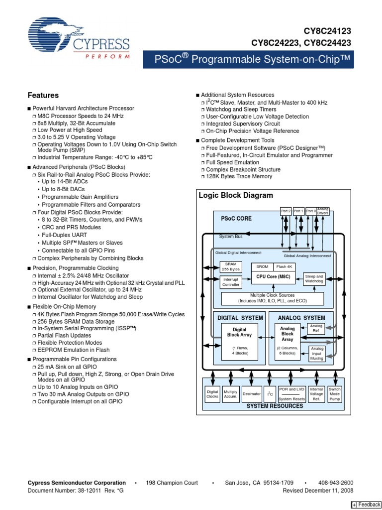 Psoc Programmable System-on-Chip™: Features | PDF | Operational ...