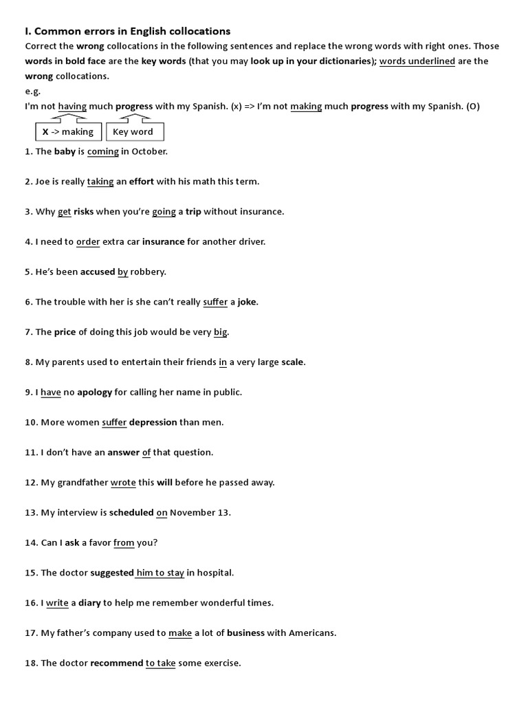 Common Errors in Englsih Collocations - Stu PDF | PDF | Language Arts ...